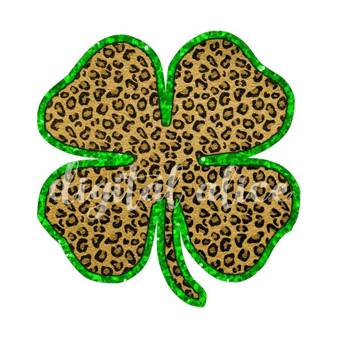 Leopard Print SHAMROCK LOGO Green Glitter Instant Download Digital ...