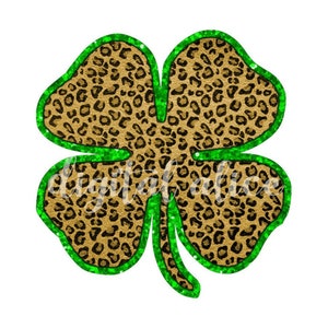 Leopard Print SHAMROCK LOGO Green Glitter Instant Download Digital ...