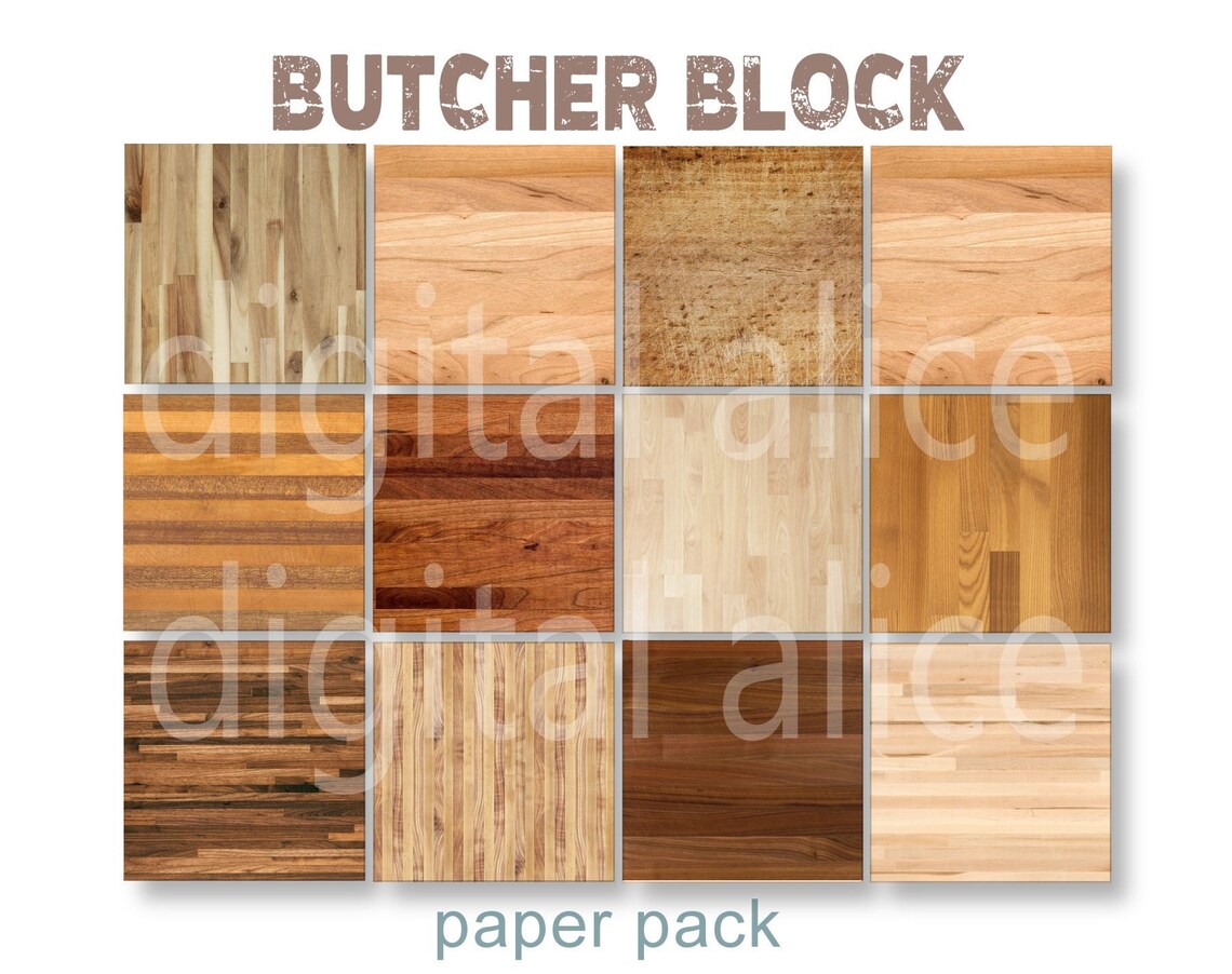 Wood BUTCHER BLOCK TEXTURES Paper Pack Digital Papers 12 - Etsy