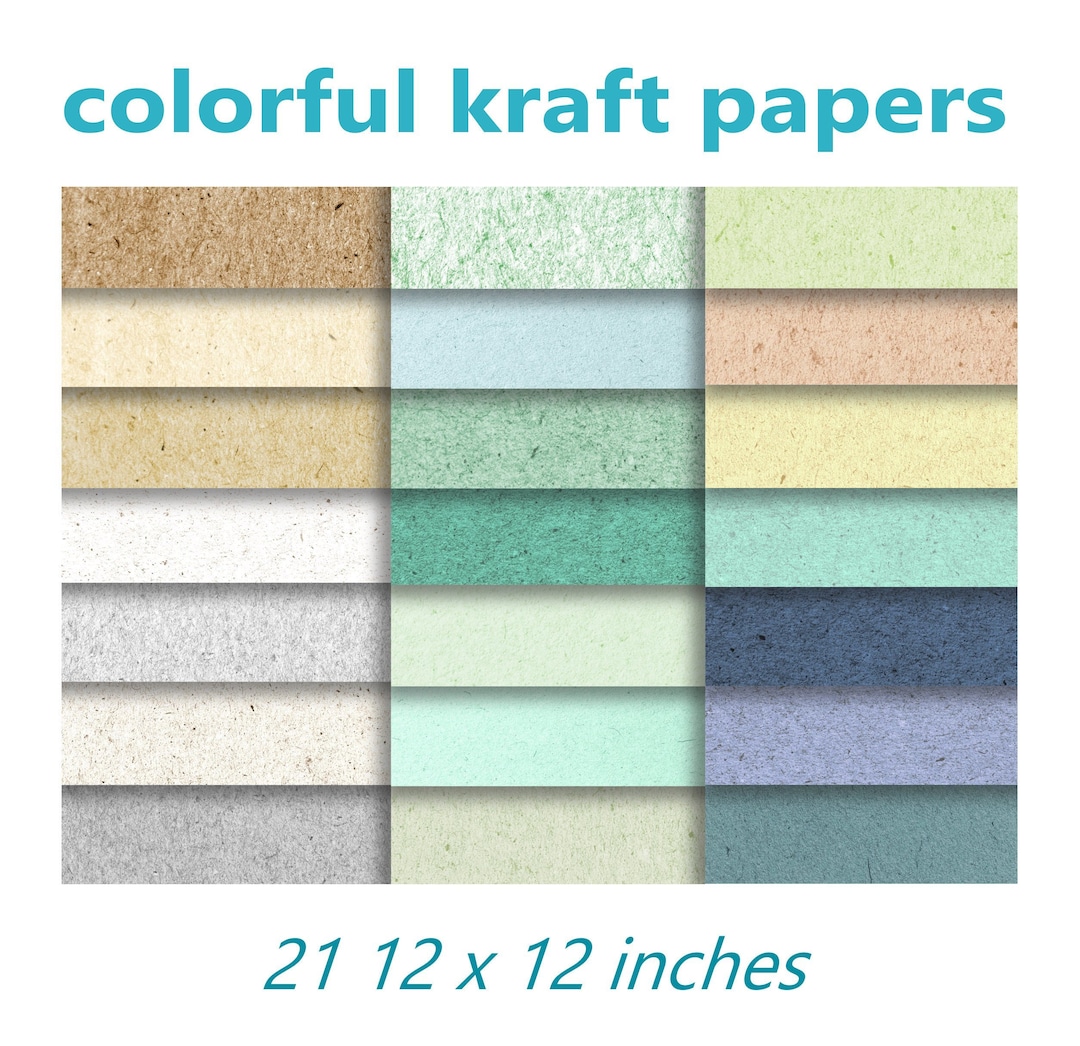 KRAFT PAPERS - 21 Digital Printable Scrapbook Papers, Mulberry ...