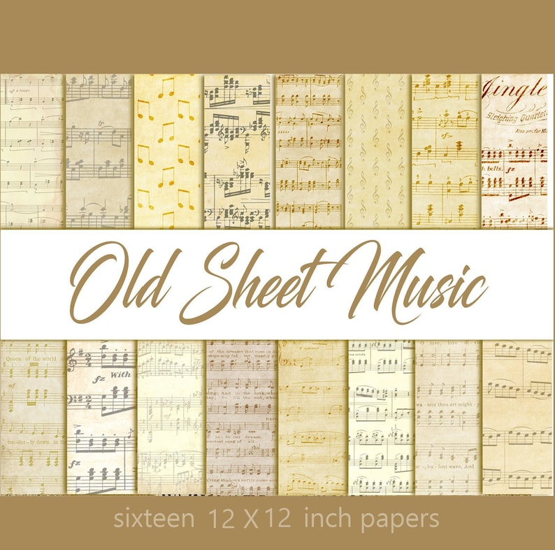 OLD SHEET MUSIC - Digital Paper Pack - 16 Songs Vintage Piano Music ...