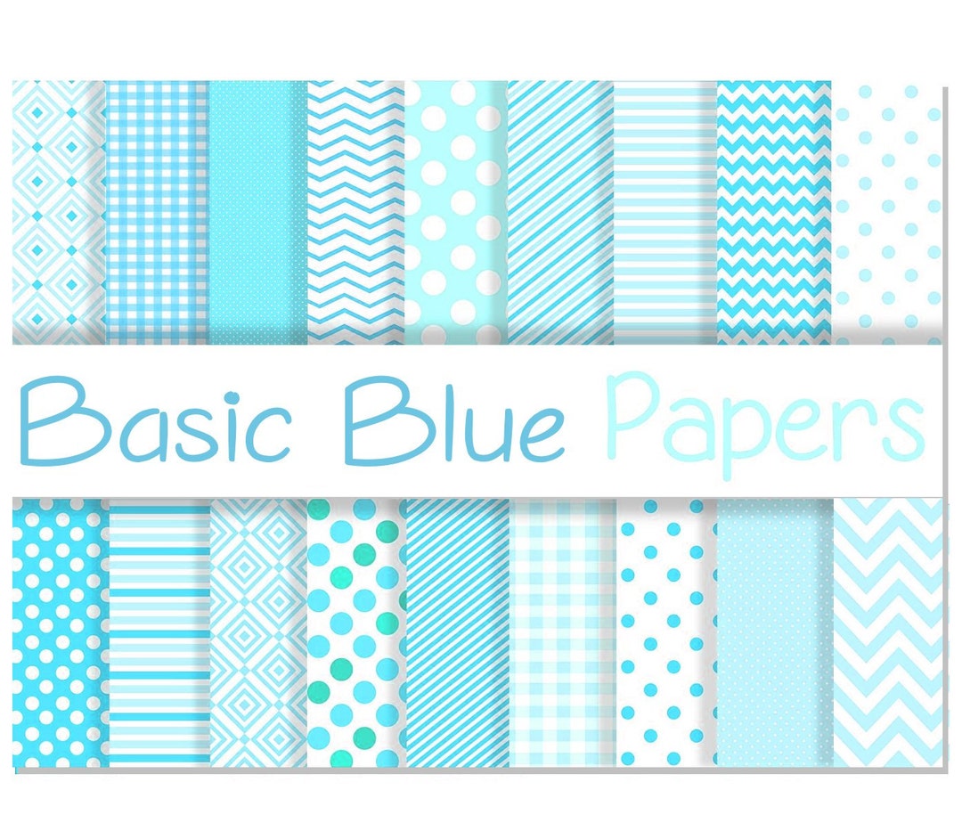 BLUE DIGITAL PAPERS, Scrapbook Papers, Background Polka Dots, Chevron ...
