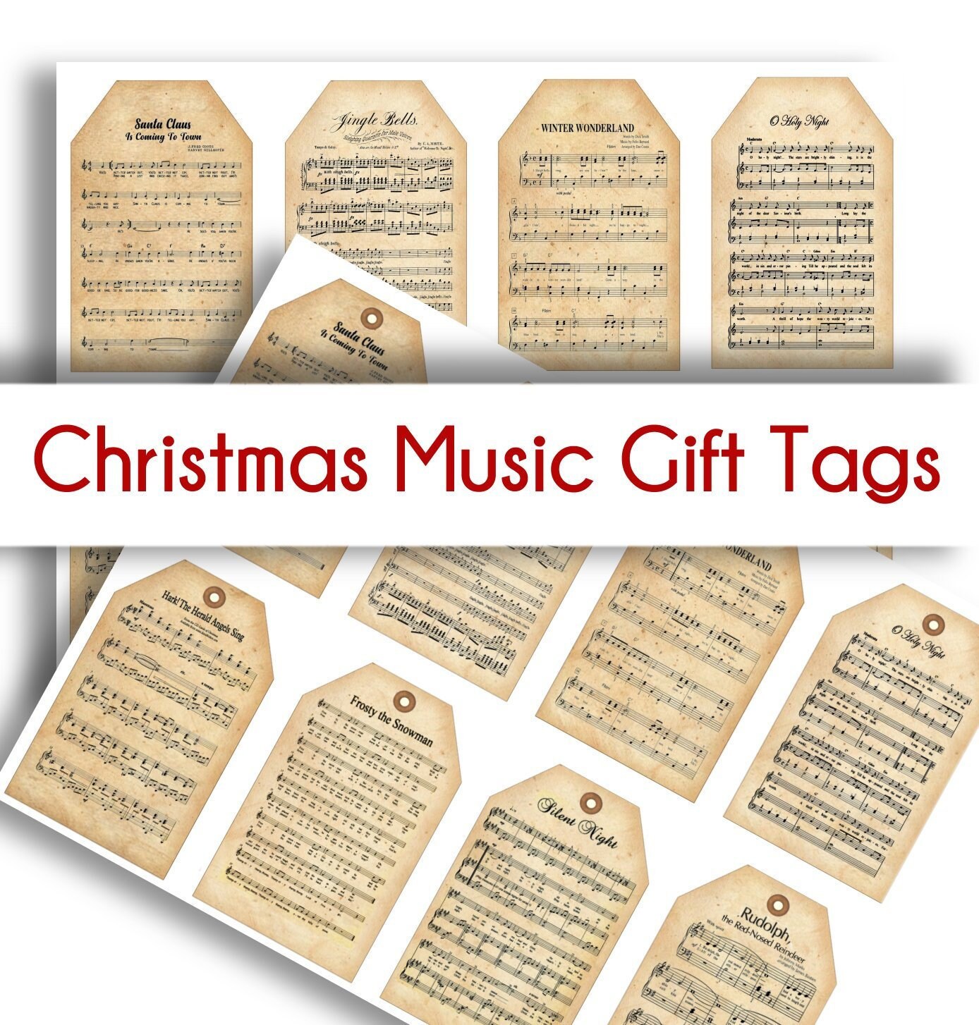 CHRISTMAS CAROL TAGS Xmas Music Gift Tags Instant Download | Etsy