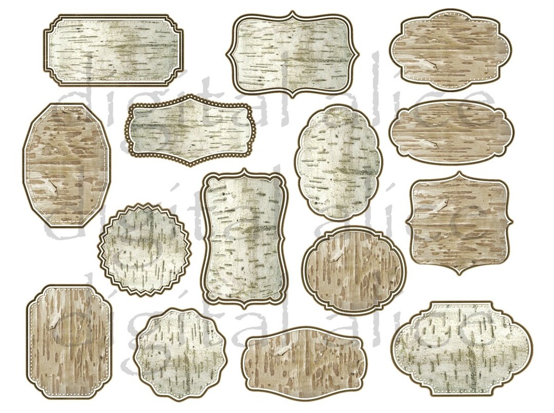 BIRCH BARK LABELS - Faux Framed Birchbark Frames - Rustic Birch Bark ...
