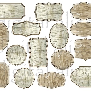 BIRCH BARK LABELS - Faux Framed Birchbark Frames - Rustic Birch Bark ...