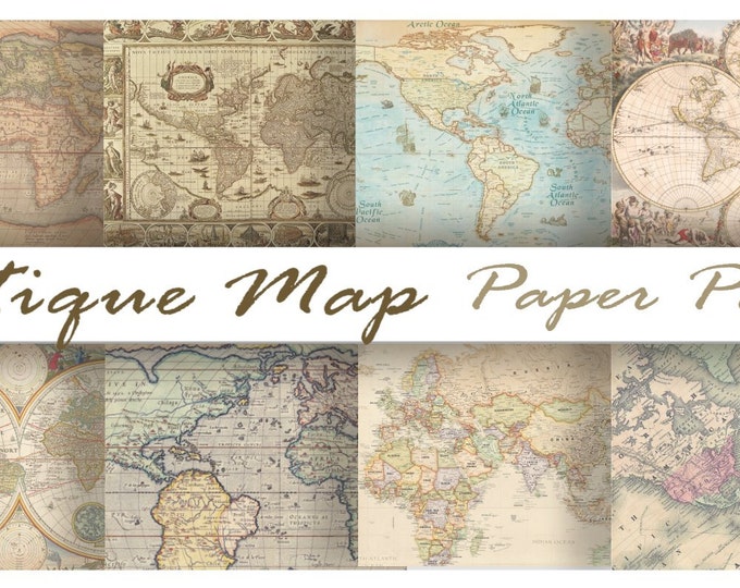 Antique OLD WORLD MAPS Digital Paper Pack 8 Maps instant Download ...