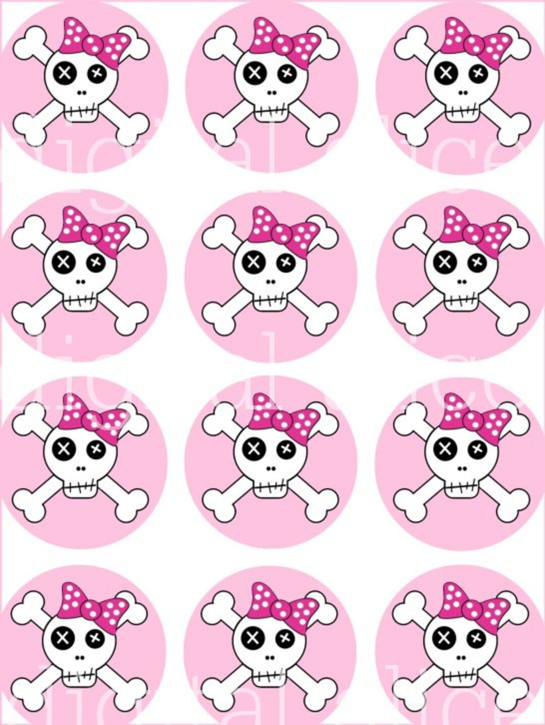 Cute BABY GIRL SKULLS Craft Circles Pink Skulls 3 Sizes Instant ...