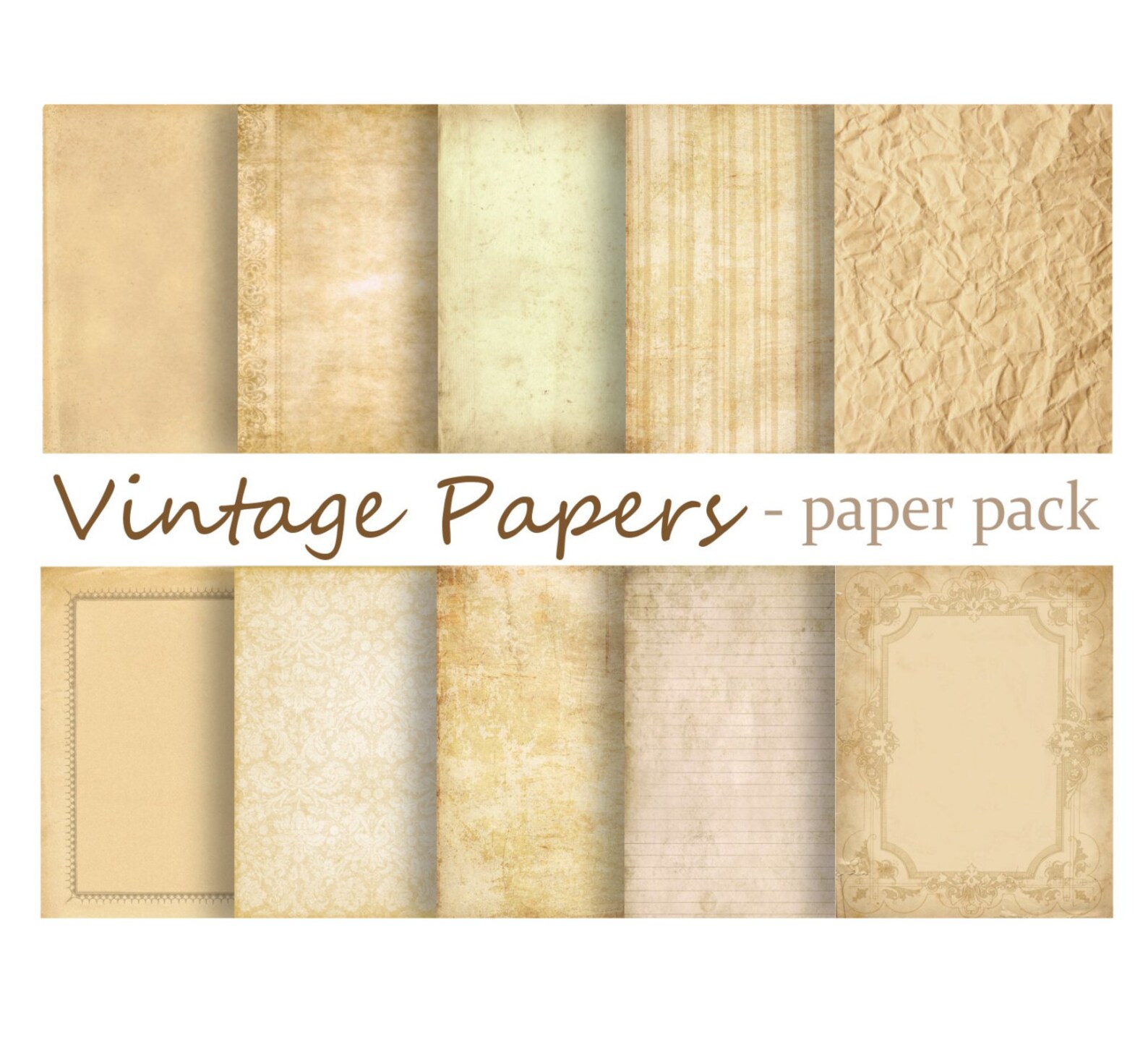 Antique VINTAGE PAPER Digital Paper Pack 10 Shabby Paper - Etsy