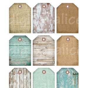 BARNWOOD Printable Gift Tags, Rustic Wood Boards Collage Sheet, Digital ...