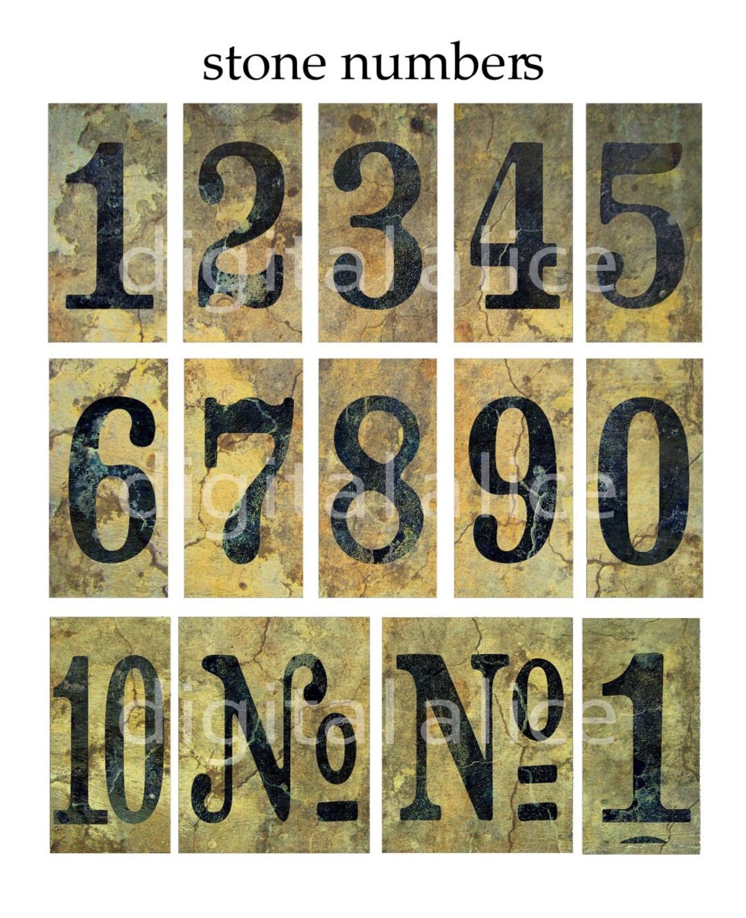 OLD STONE NUMBERS - Cracked Stone Numbers -instant Download Digital ...