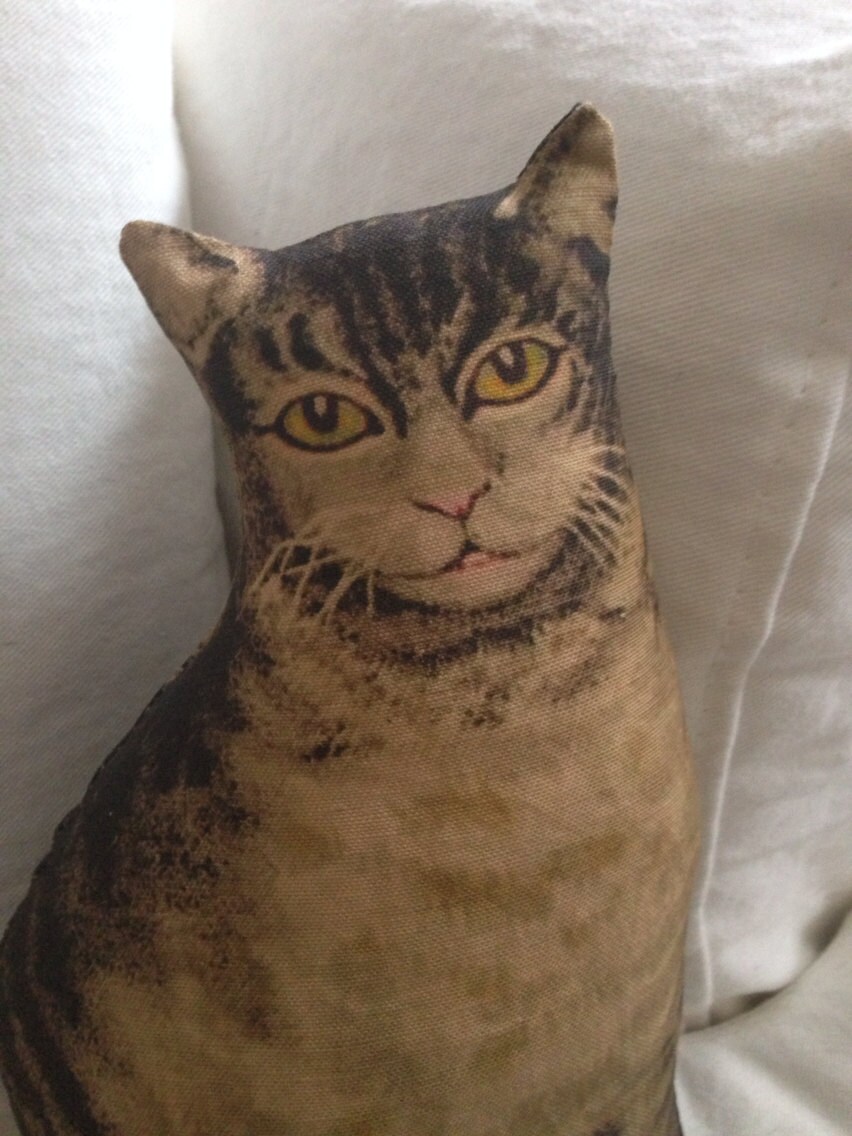 Primitive TABBY CAT Pillow DOLL 1892 Reproduction Litho Rag - Etsy