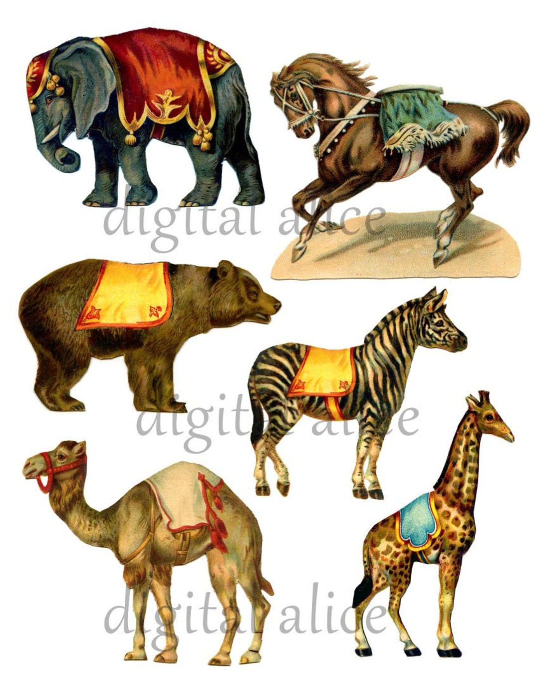Vintage CIRCUS ANIMALS CLIP Art- Digital Download - Antique Carnival ...