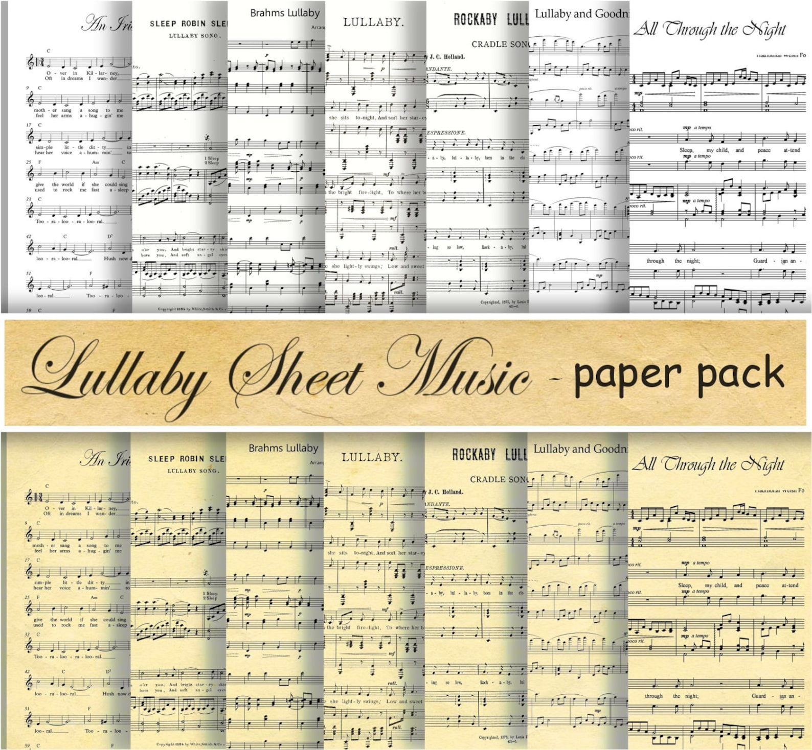 OLD SHEET MUSIC Digital Paper Pack 16 Songs Vintage Piano | Etsy
