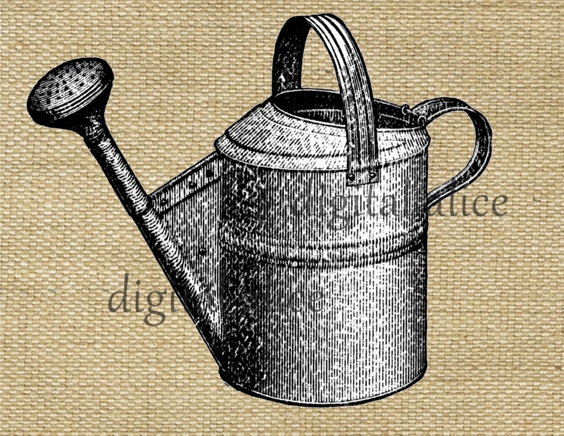 Digital WATERING CAN PRINT Shabby Cottage Garden Shed | Etsy