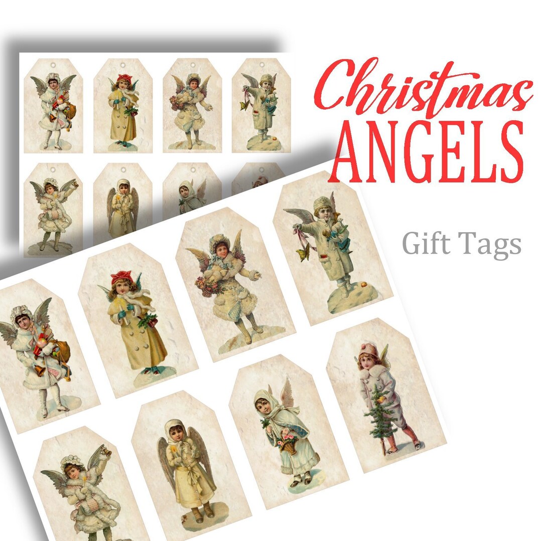 SNOW ANGEL TAGS - Xmas Christmas Gift Tags - Instant Download Digital ...