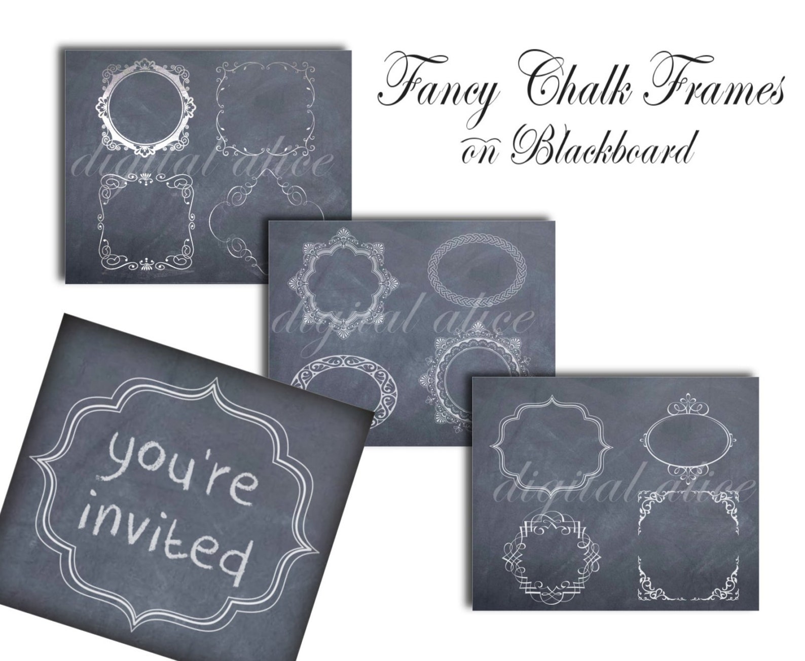 DIGITAL CHALKBOARD FRAMES and Borders - Digital Chalk Board Labels Tags ...