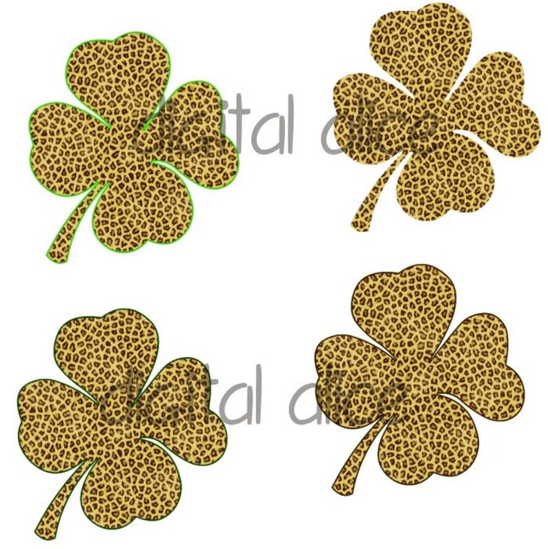 Leopard Print SHAMROCK LOGO green glitter Instant Download | Etsy