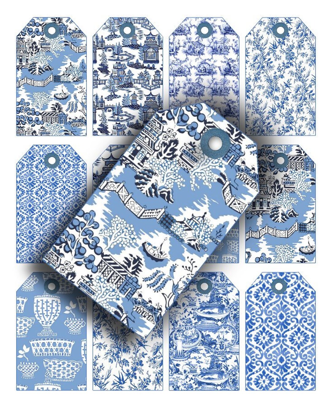 China Blue PRINTABLE GIFT TAGS, Canton, Blue Willow Digital Gift Tags ...