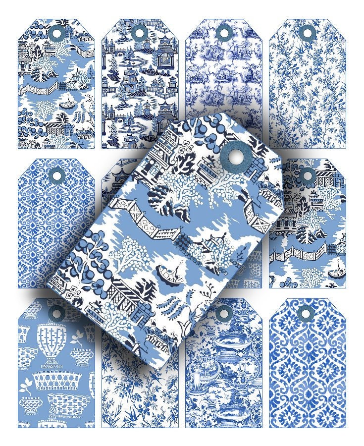 China Blue PRINTABLE GIFT TAGS, Canton, Blue Willow Digital Gift Tags ...