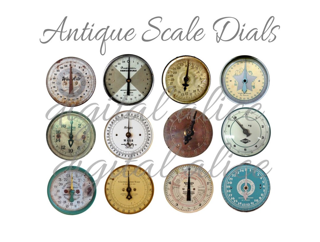 ANTIQUE SCALE DIALS Craft Circles - Industrial Meters and Dials ...