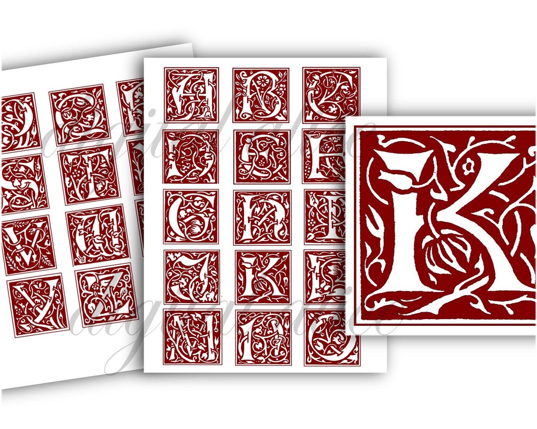 MEDIEVAL ILLUMINATED LETTERS- Fancy Gothic Initials Alphabet Abcs - 1 ...