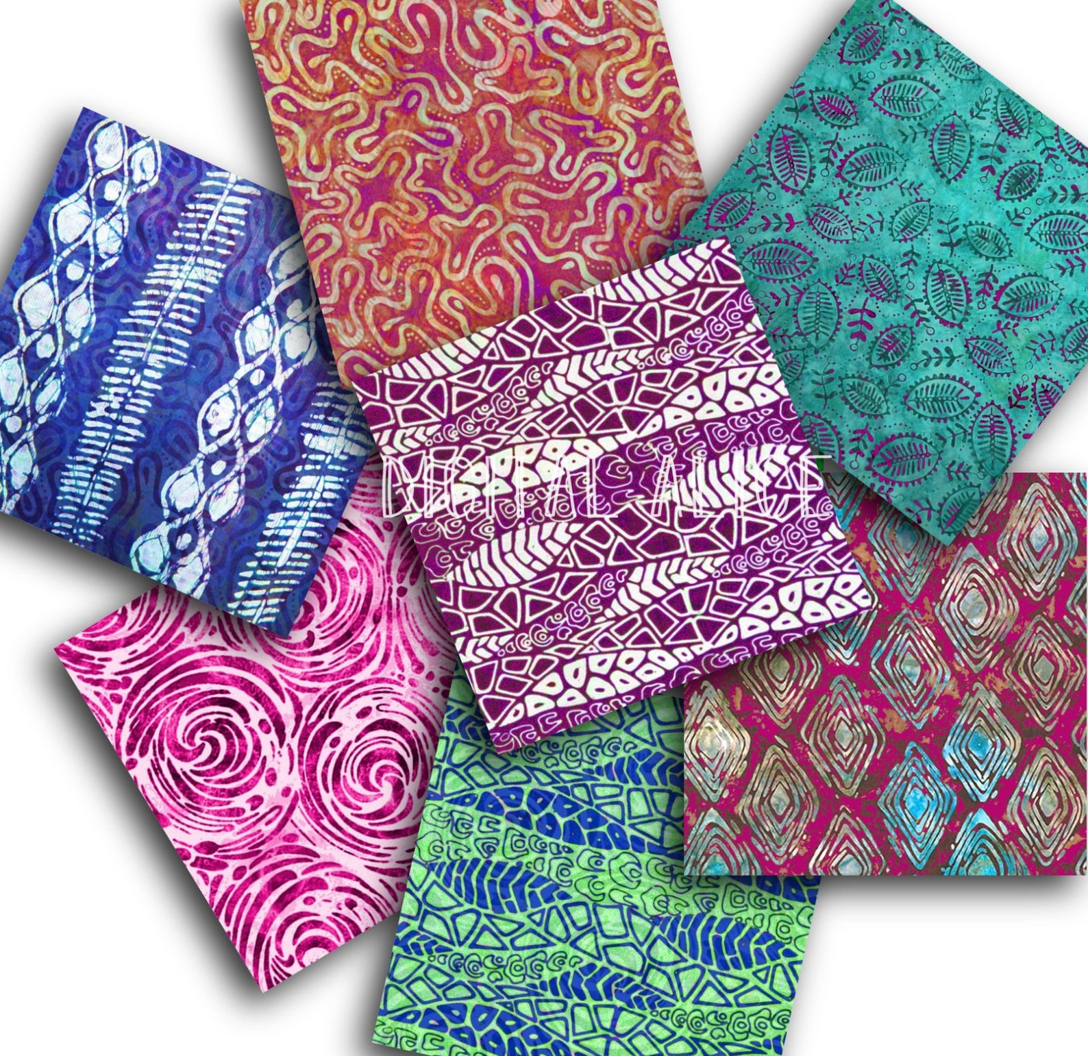 BATIK PRINTS 15 Printable Papers, Artisan, African, Indian Organic ...