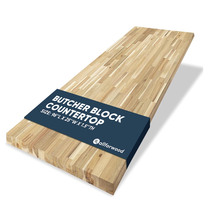 Solid Acacia Butcher Block Countertop - Unfinished Wood Slab for DIY ...