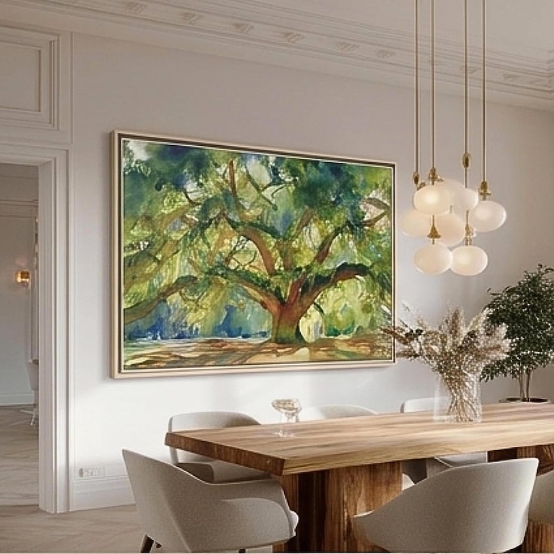 Green Oak Tree Watercolor Print-giclée Paper, Gallery-wrapped Canvas or ...