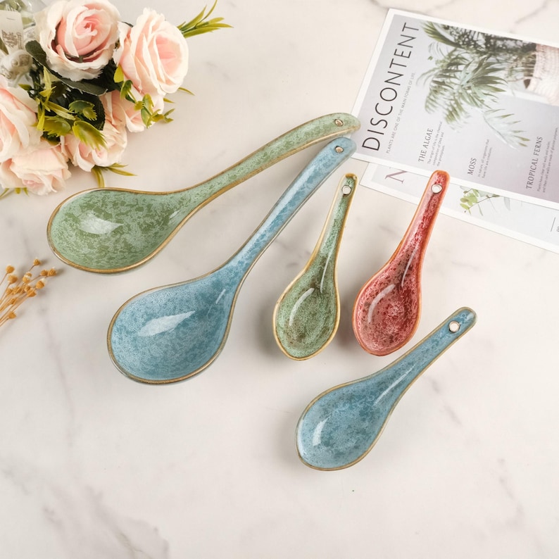 Japanese Handmade Ceramic Spoon, Home Decor Kitchenware, Vintage ...