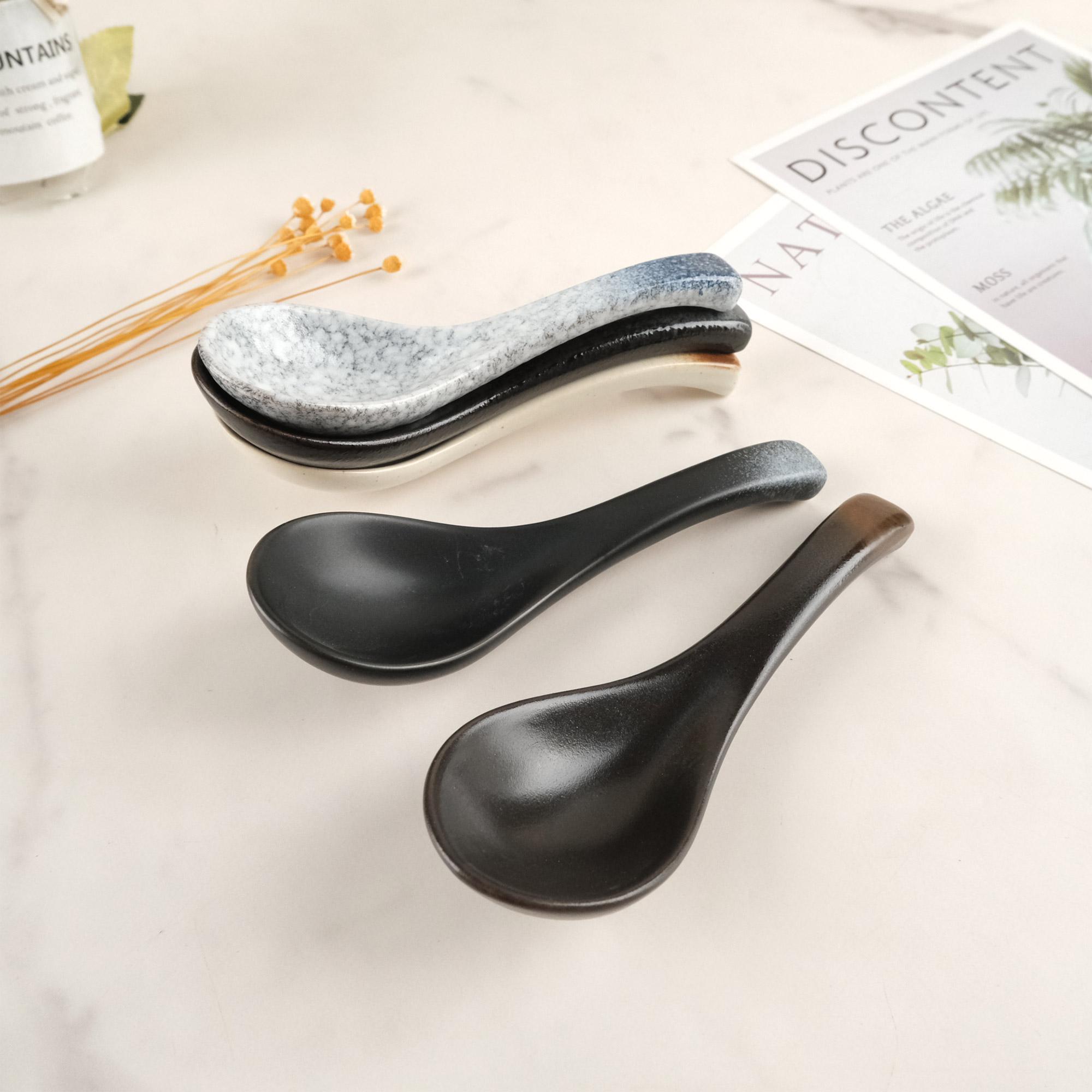 Japanese Handmade Ceramic Soup Spoons, Ramen Noodle Spoons, Elegant ...