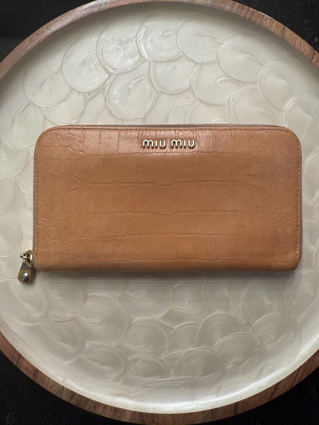 MUI MUI Wallet ZIP Around Logo Plaque - Etsy
