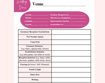 Wedding Venue Questions Checklist | 8-page Printable PDF | Wedding ...