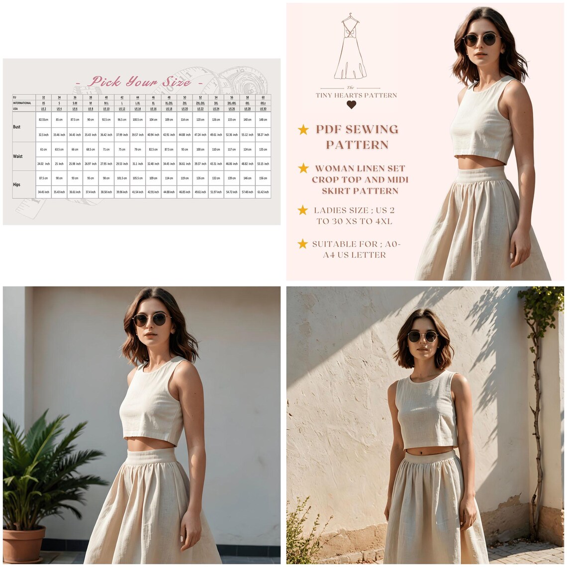 565+ Sewing Pattern PDF Pattern Easy Sewing Pattern Summer Skirt Set ...