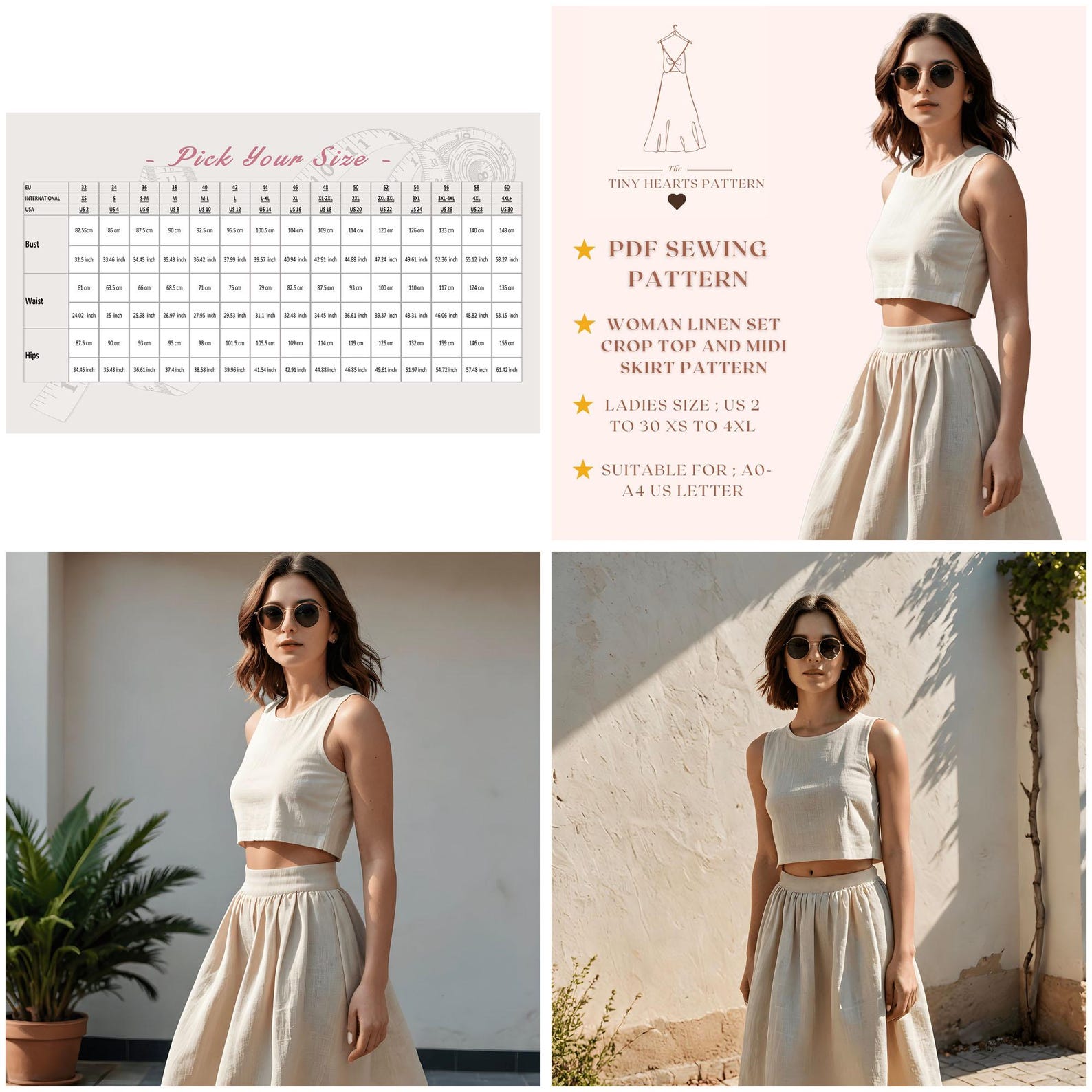 565+ Sewing Pattern PDF Pattern Easy Sewing Pattern Summer Skirt Set ...