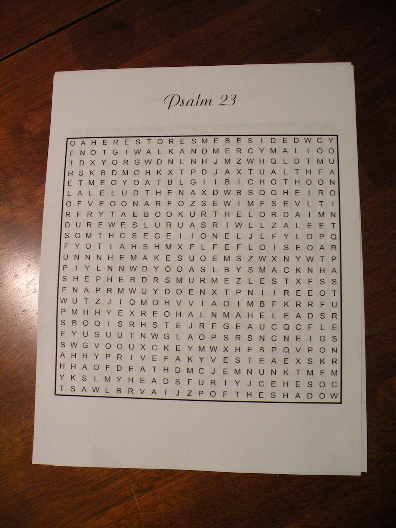 Psalm 23 Printable Puzzle - Search & Learn: Bible Verse Word Search - Etsy