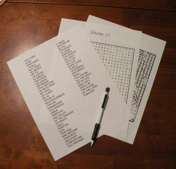 Psalm 23 Printable Puzzle Search & Learn: Bible Verse Word - Etsy
