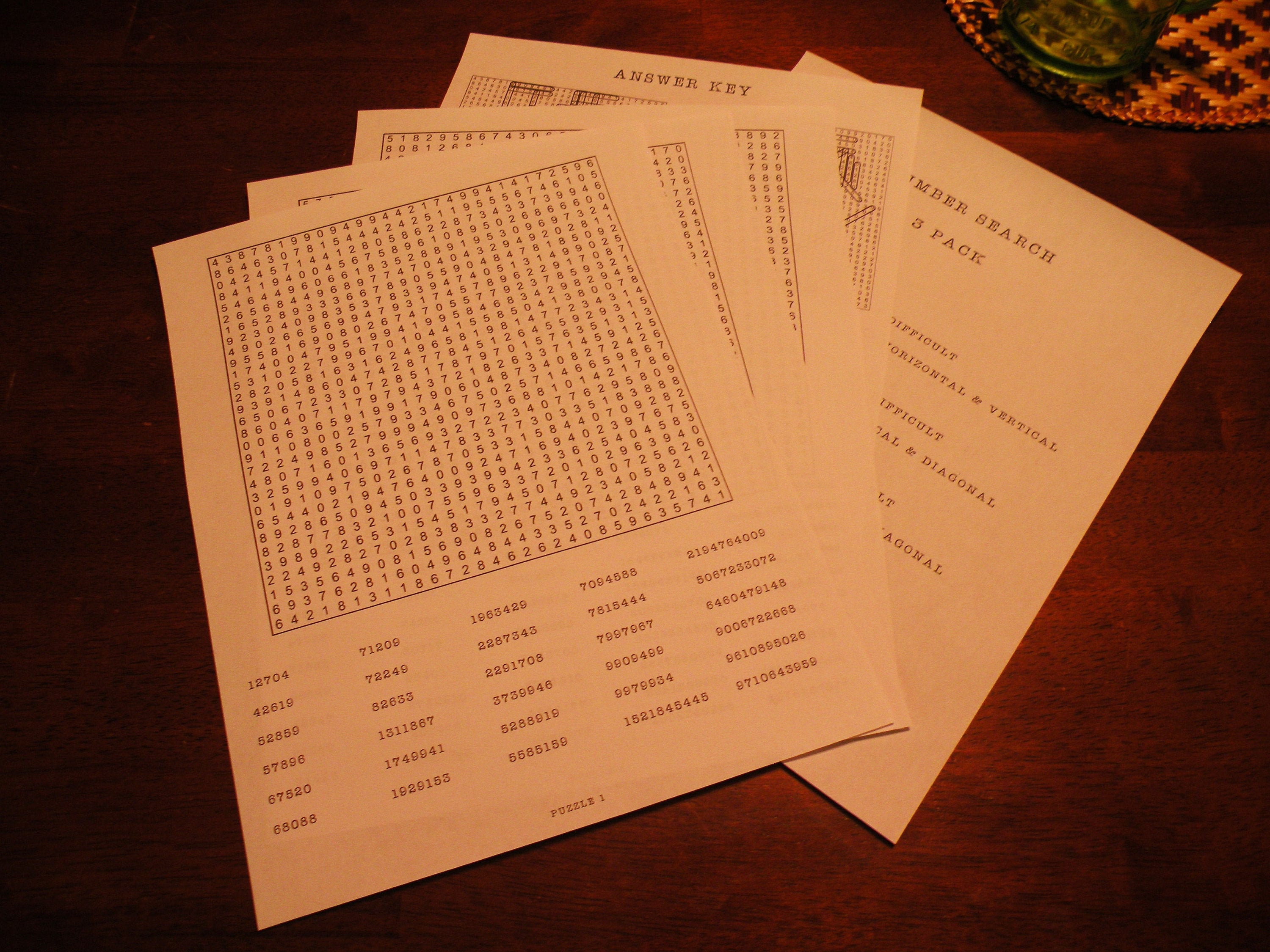 Printable Number Search Puzzle Pack - 3 Skill Levels - Etsy