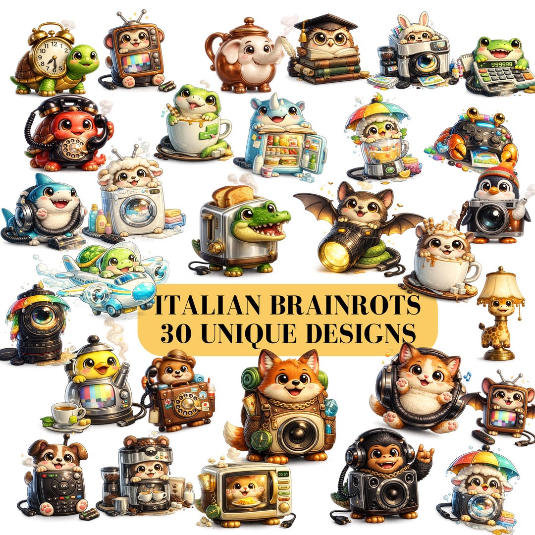 Brainrot Object Animals PNG Bundle | 30 Weirdcore Chibi Creatures | TV ...