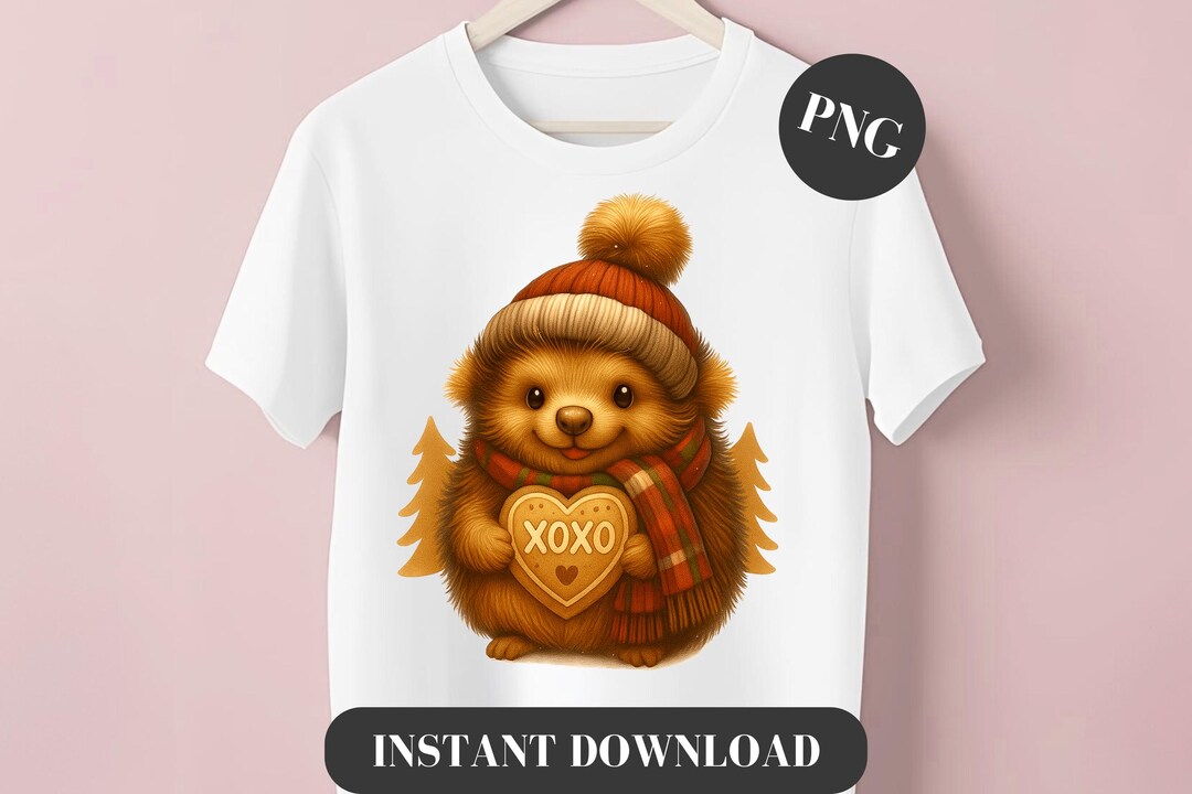 XOXO Hedgehog PNG | Woodland Christmas Animal | Gingerbread Heart ...