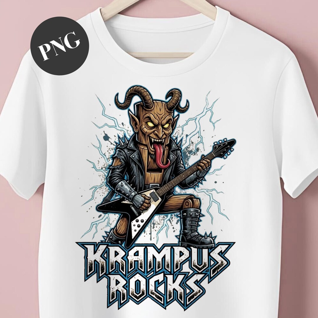 Krampus Rocks PNG | Heavy Metal Xmas Shirt | Rock N Roll Santa Guitar ...