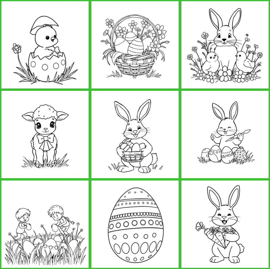 Easter Coloring Pages for Kids - 9 Fun Spring Designs! - Etsy