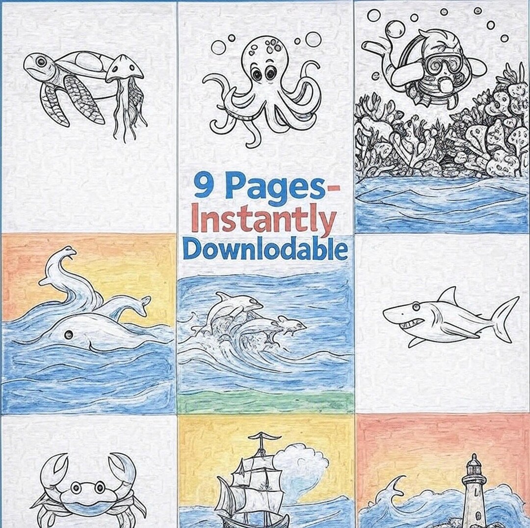 Ocean Adventures Coloring Pages for Kids - 9 Fun Marine Designs ...