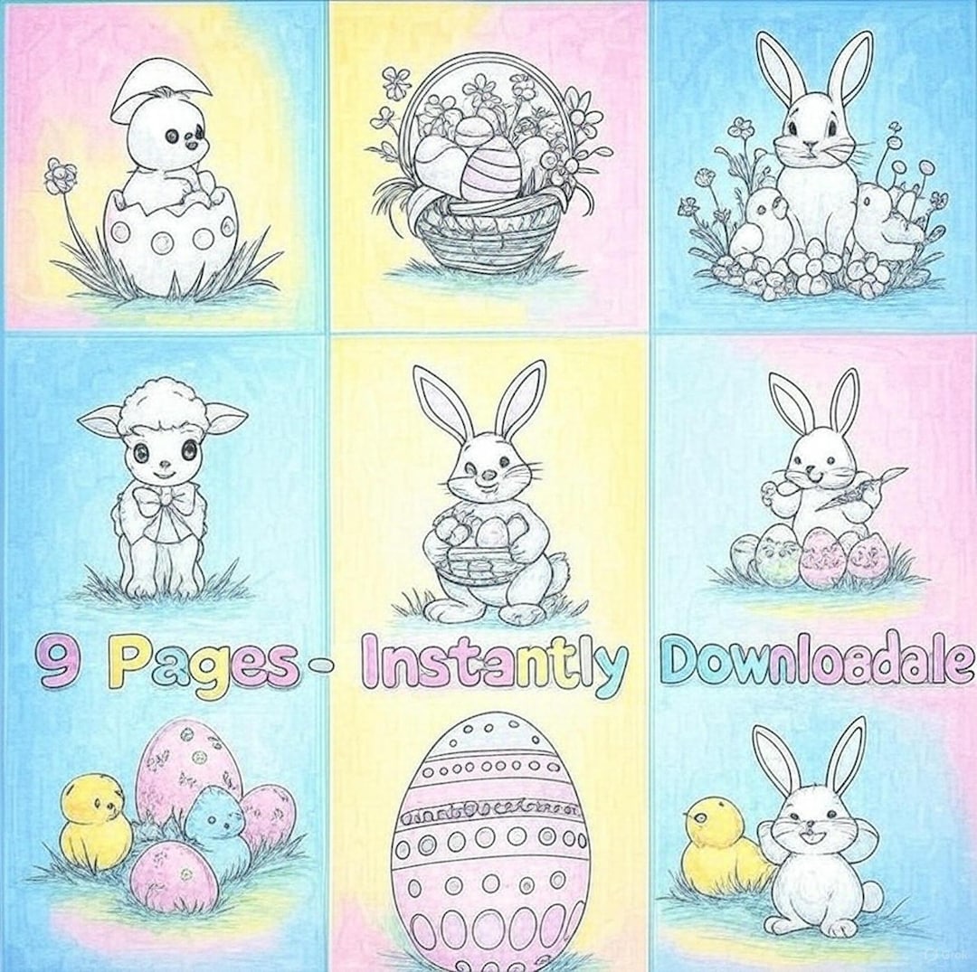 Easter Coloring Pages for Kids - 9 Fun Spring Designs! - Etsy