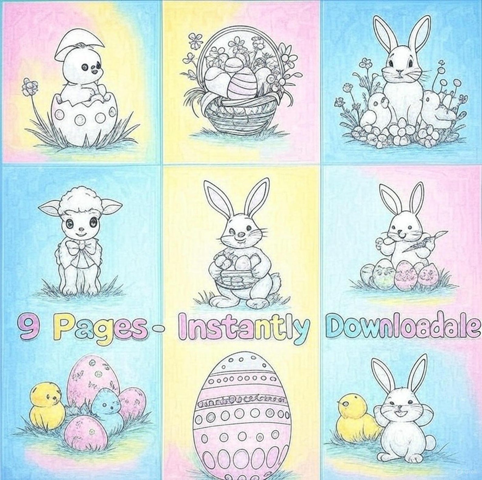 Easter Coloring Pages for Kids - 9 Fun Spring Designs! - Etsy