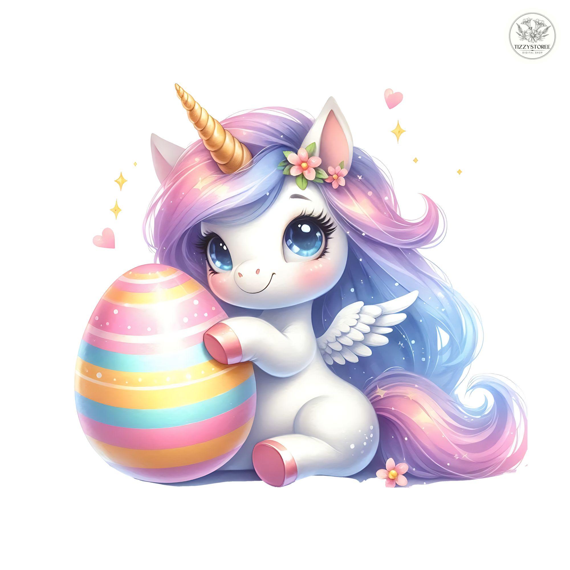 Watercolor Easter Unicorn Clipart Set – 20+ PNG Files | Cute Fantasy ...