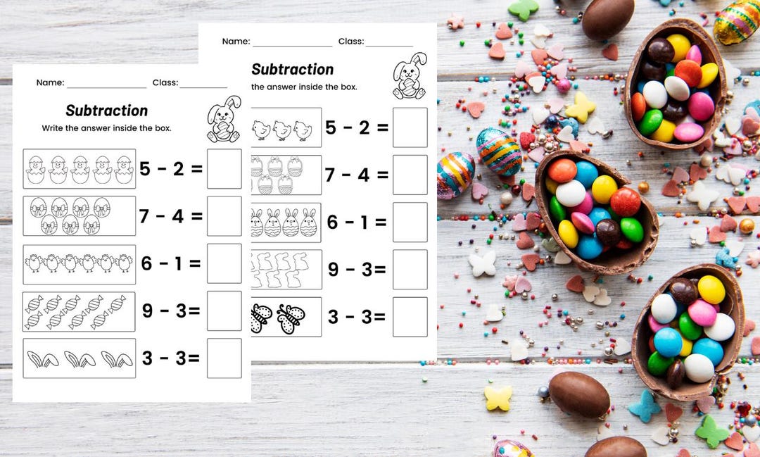 Easter Subtraction Worksheet, Kids Easter Worksheet, Easter at School ...
