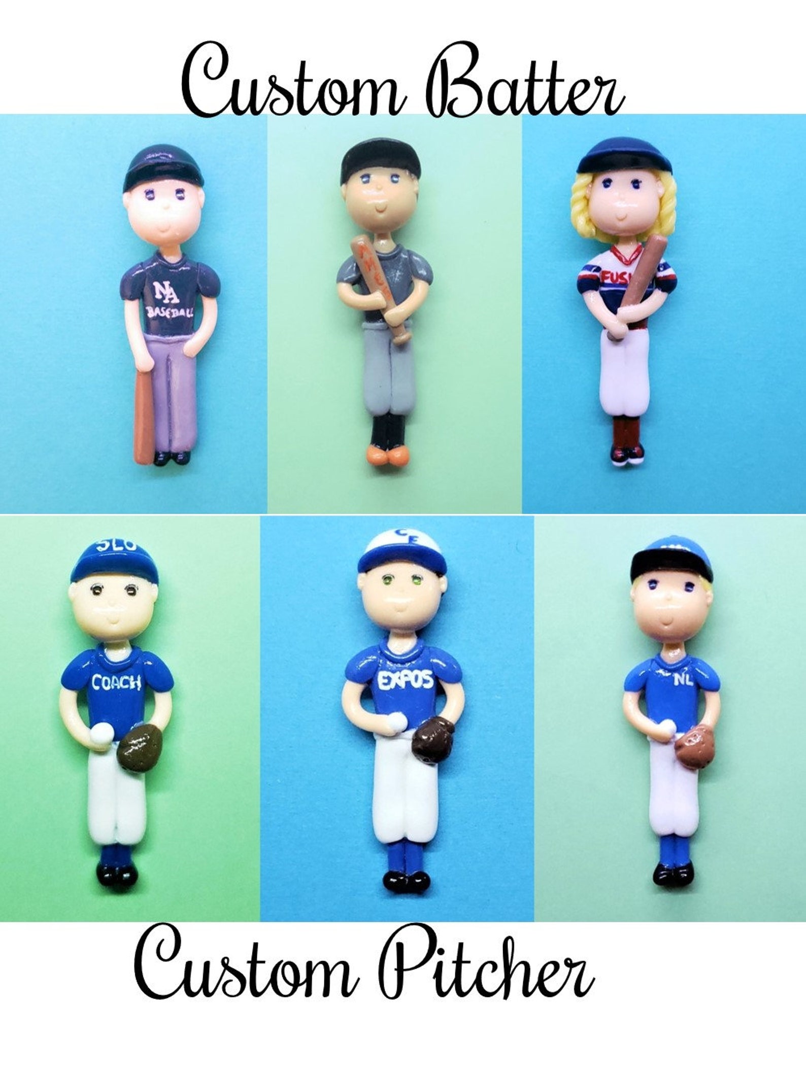 Custom Baseball Player Figurine Pitcher Batter or Catcher - Etsy