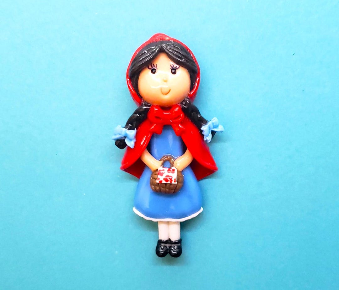 Brunette Little Red Riding Hood Figurine, Ornament, Pendant, Brooch ...