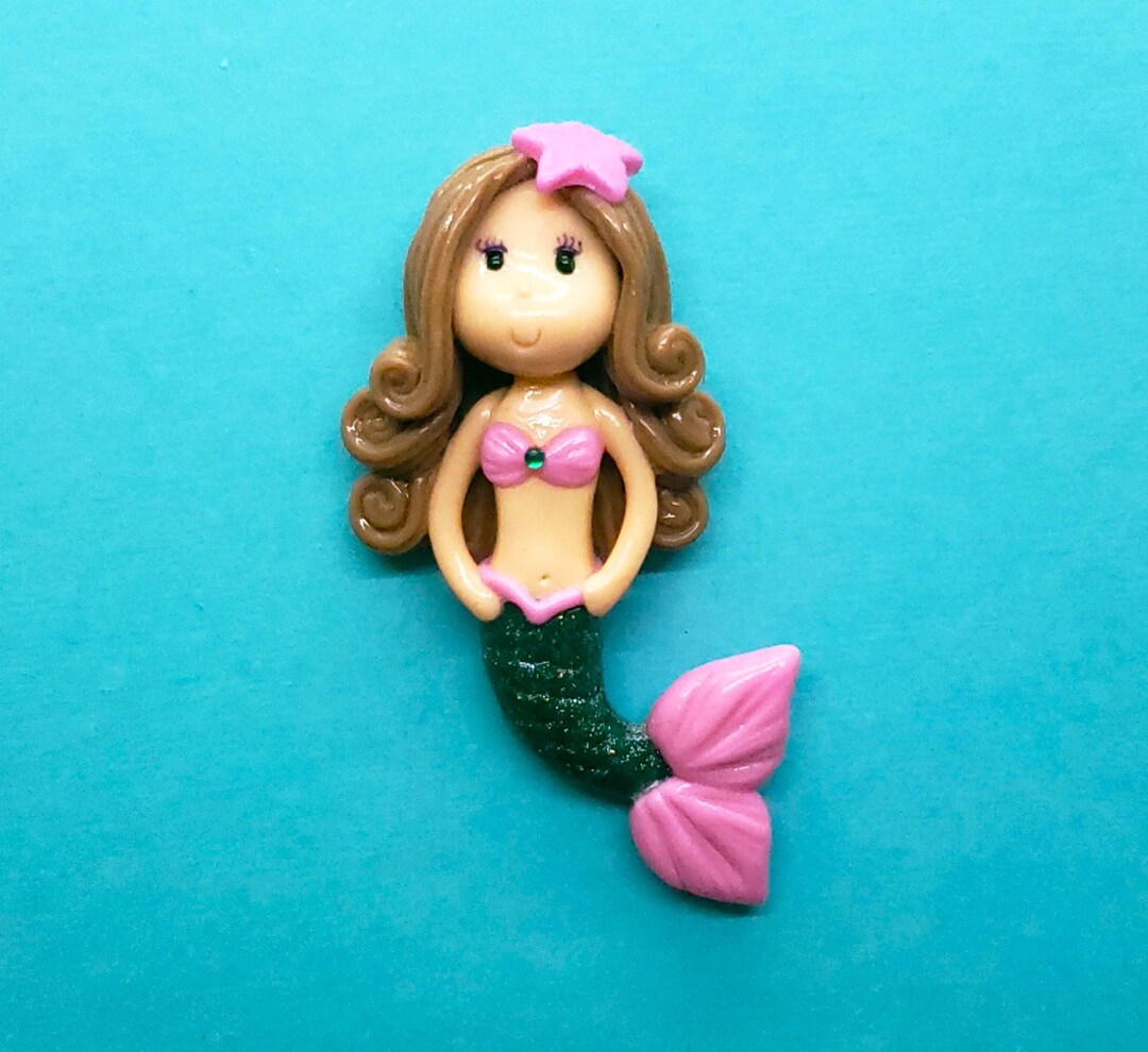 Little Mermaid Figurine in Pink & Green Ornament Magnet Ready to Ship ...