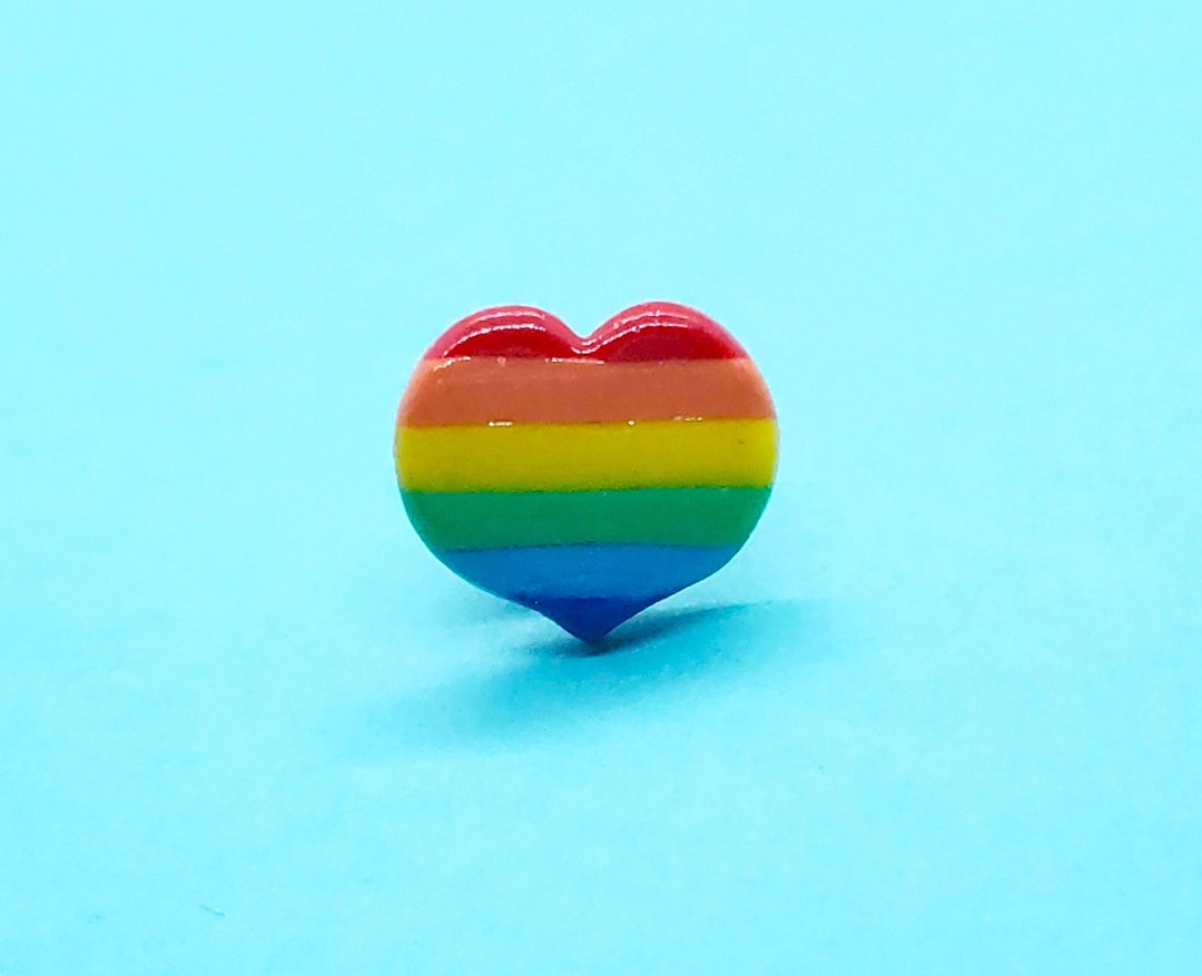 Rainbow Heart Pin - Etsy